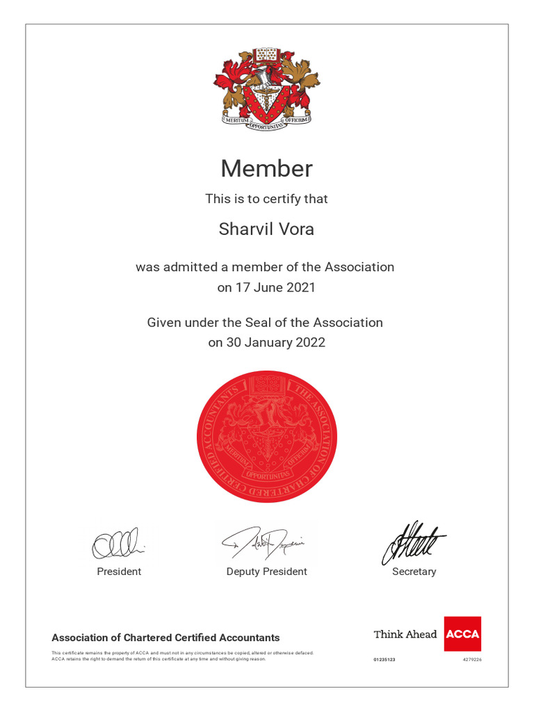 ACCA Membership Certificate | PDF