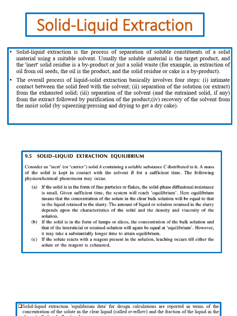 Solid-Liquid Extraction | PDF | Concentration | Solubility