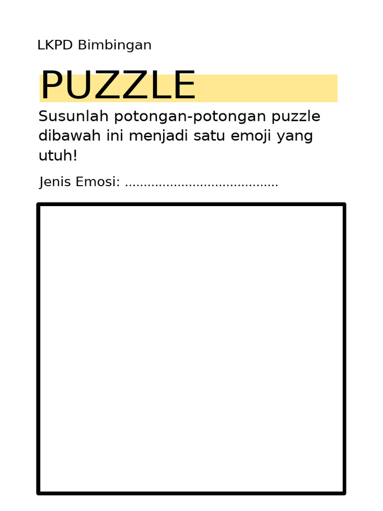 Puzzle Emosi untuk Bimbingan Konseling | PDF