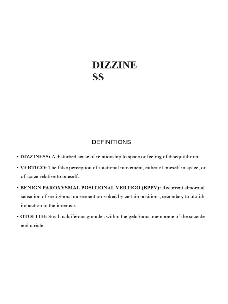 Understanding Dizziness and Vertigo | PDF | Vertigo | Human Head And Neck