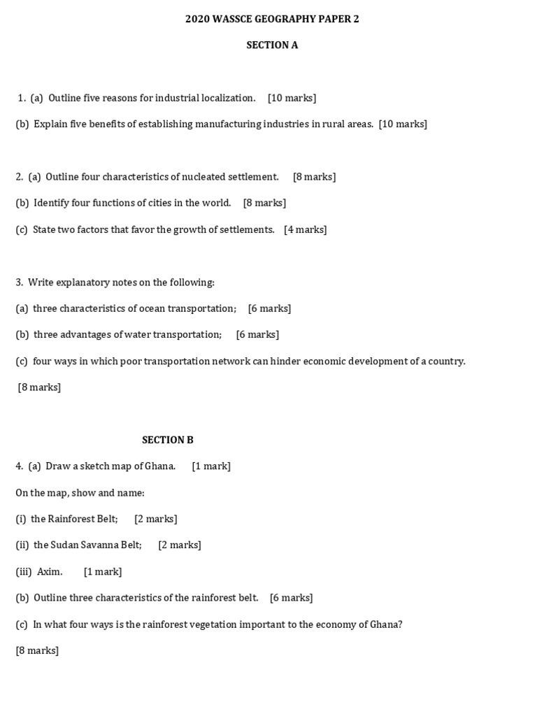 2020 Wassce Geography Paper 2 | PDF | Chess Theory | Chess