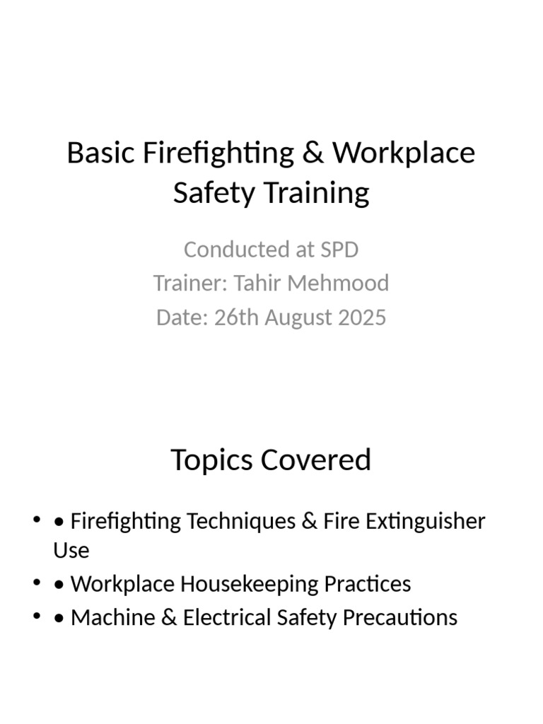 Basic Firefighting Safety Training | PDF