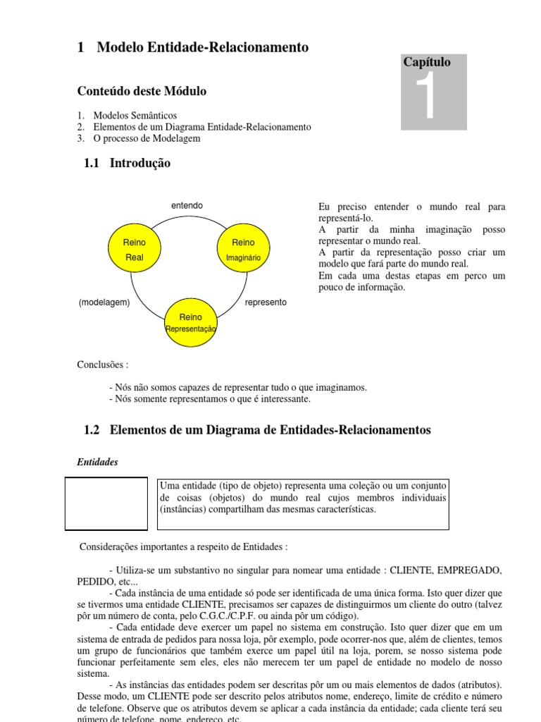 Modelo Entidade Relacionamento | PDF | Modelo relacional | Bancos de dados