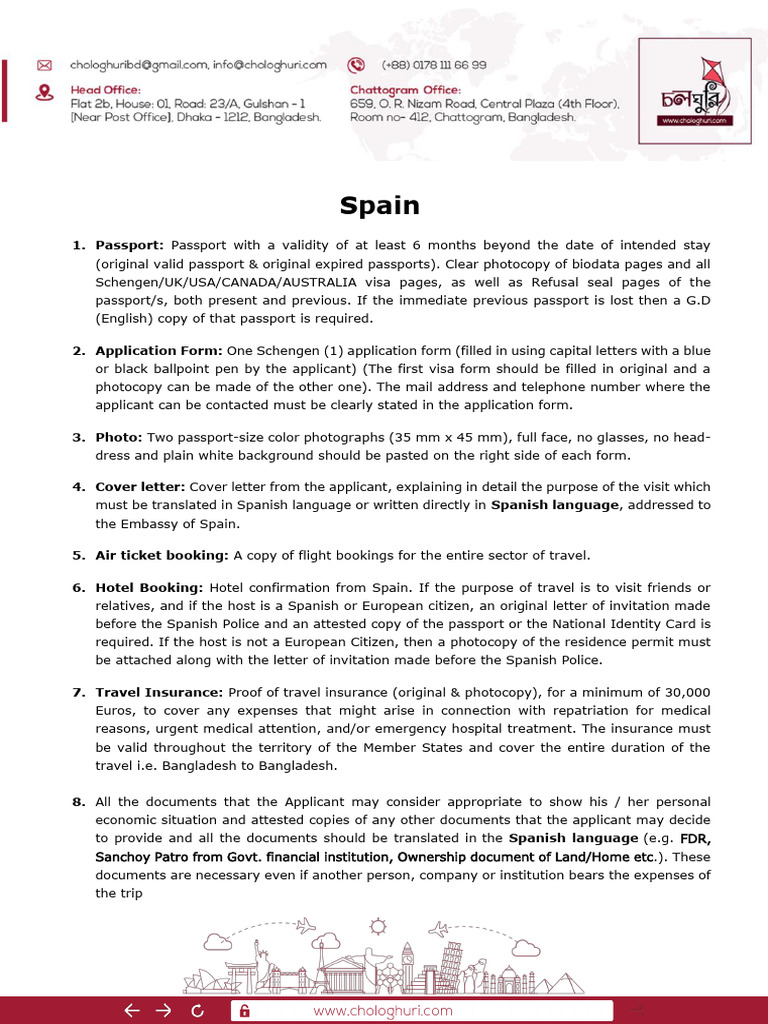 Spain Visa Requirement Updated 091524 | PDF | Passport | Travel Visa
