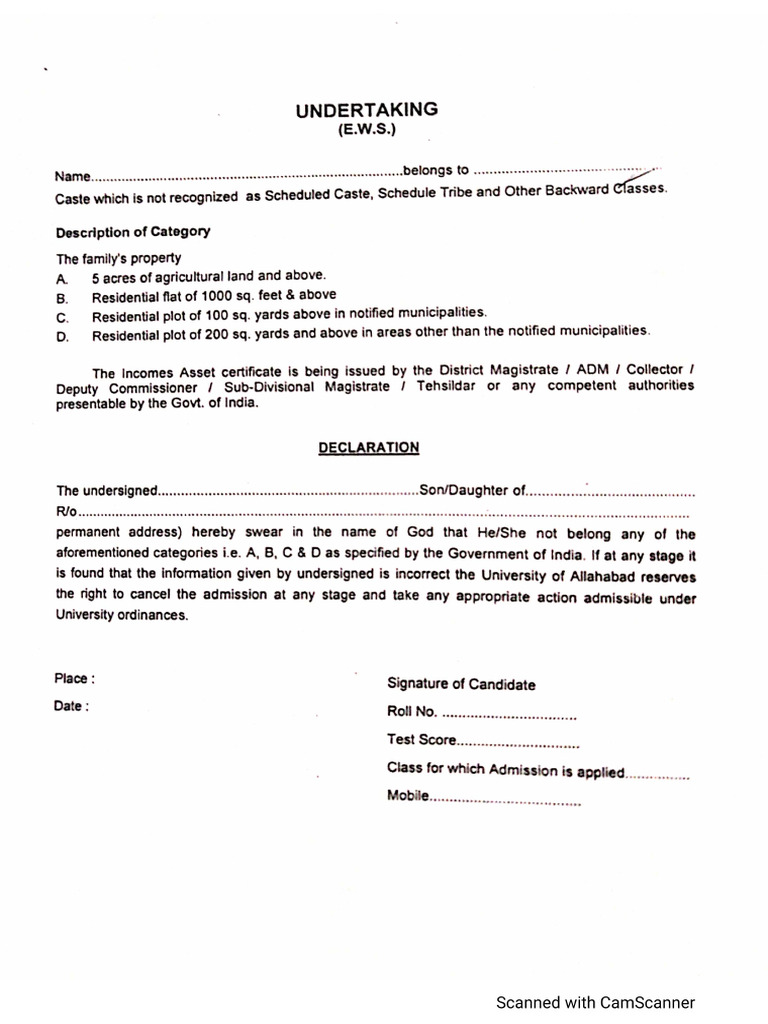 EWS Undertaking | PDF