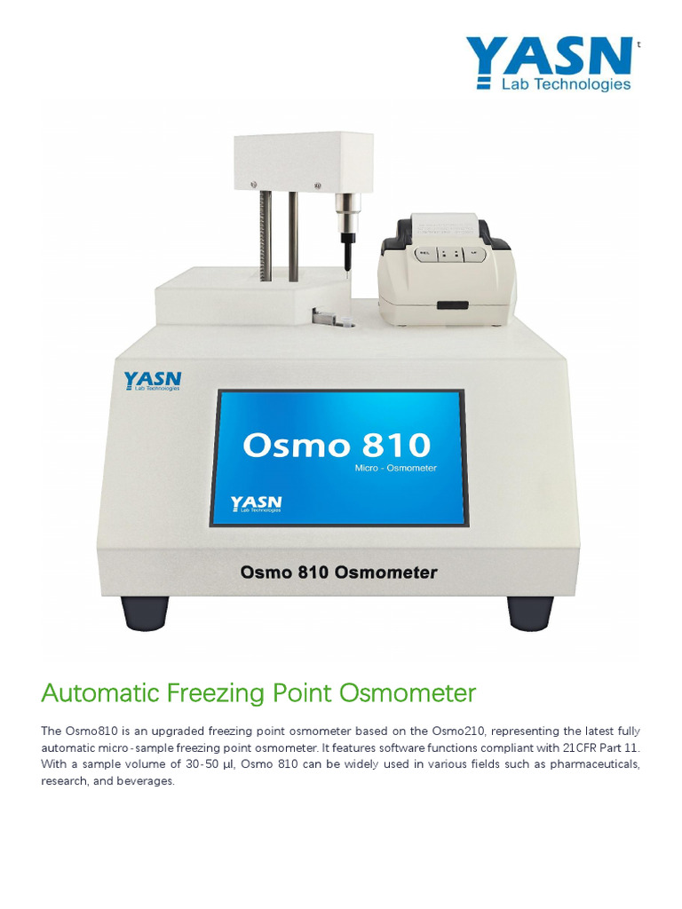 Advanced Freezing Point Osmometer Osmo810 | PDF | Calibration | Statistics