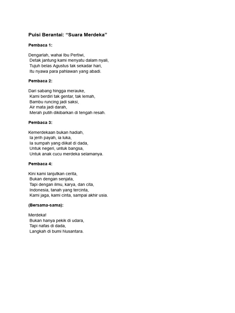 Puisi Berantai - "Suara Merdeka" | PDF