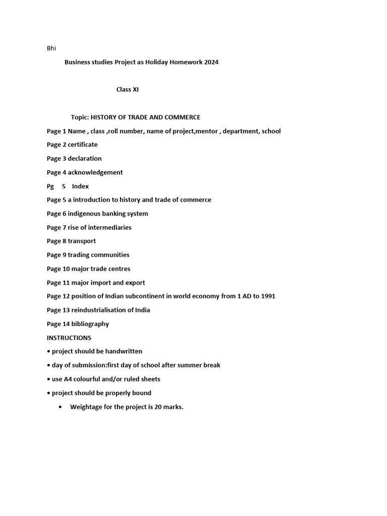 BST CL XI Project 2024-25 | PDF