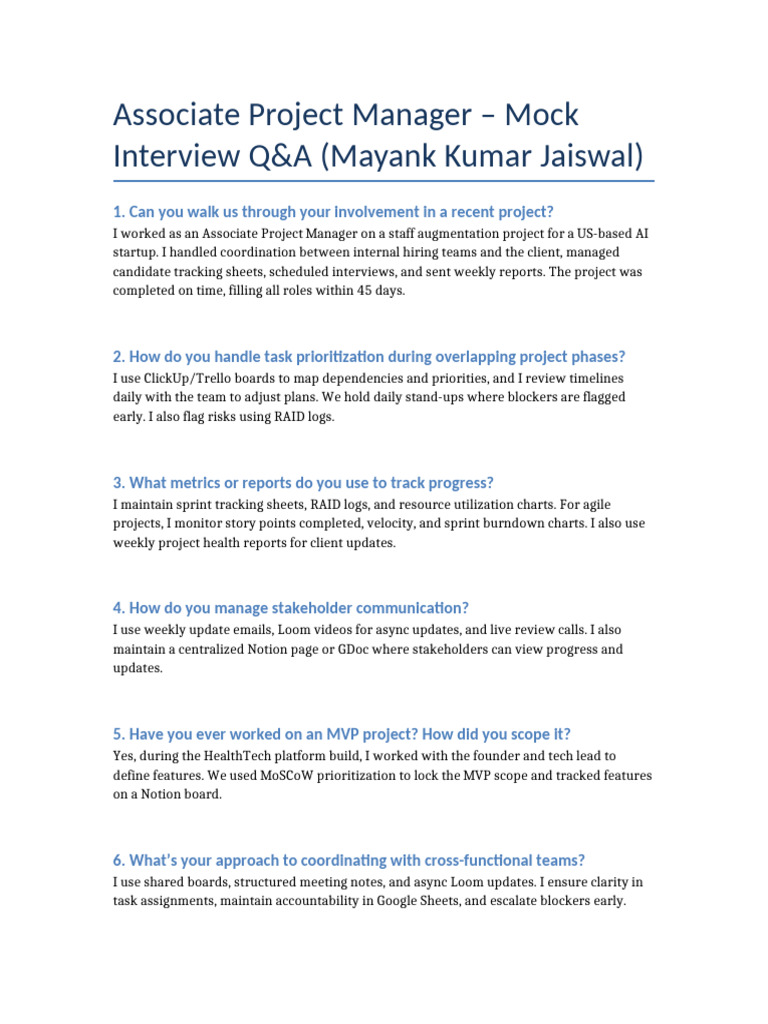 Complete Mock Interview QA Mayank | PDF | Agile Software Development