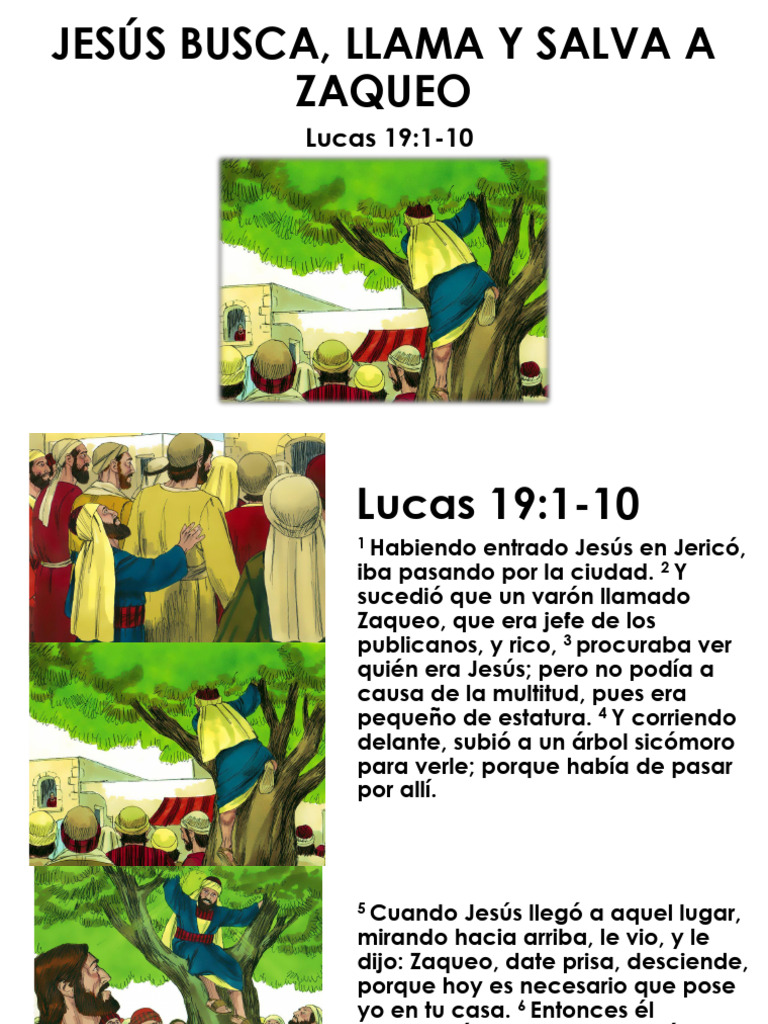 Jesús Busca, Llama y Salva A Zaqueo | PDF | Contenido bíblico ...