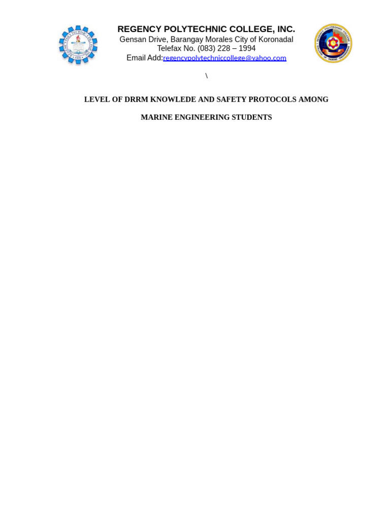 Licaros DRRM-3- CHAPTER 1 TO 3 (1) (1) | PDF | Safety | Risk