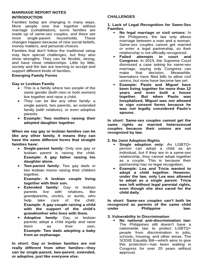 Marriage Report Notes Module 8 Final | PDF | Same Sex Marriage | Family