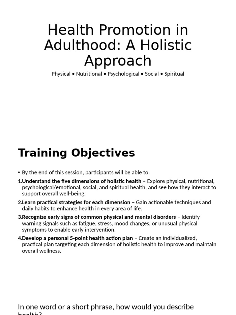 Holistic Health Promotion Strategies | PDF | Mental Health | Well Being