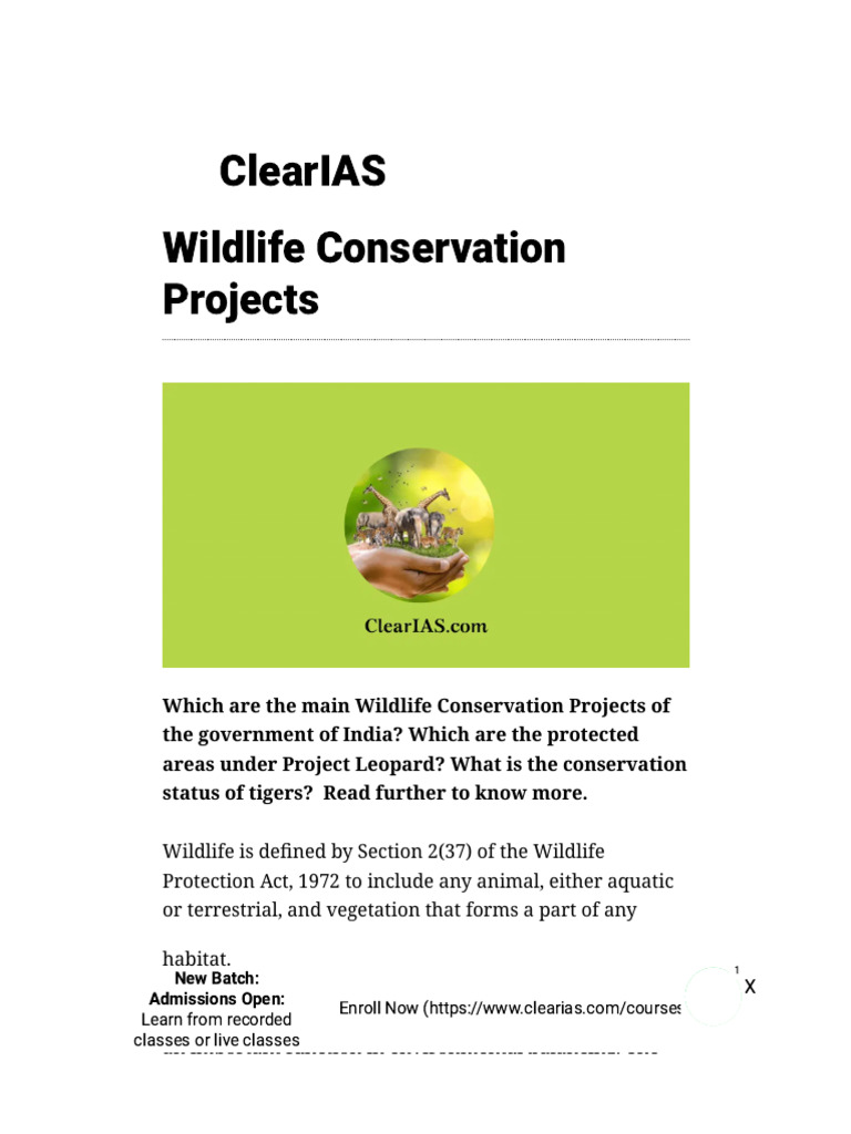 India’s Key Wildlife Conservation Projects | PDF | Rhinoceros ...