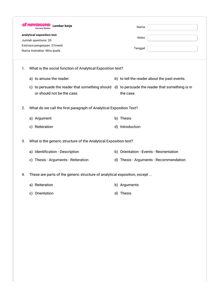 Analytical Exposition Text Worksheet | PDF | Smoking | Waste