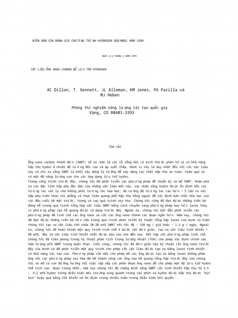 AC Dillon, T. Gennett, JL Alleman, KM Jones, PA Parilla Và MJ Heben | PDF