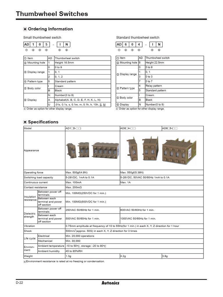 Thumbwheel-Switch Cat Eng 160307 | PDF | Electrical Connector ...
