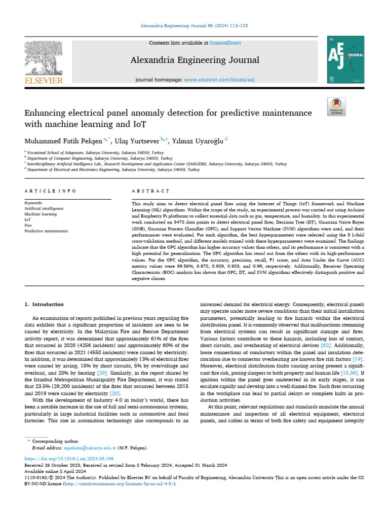 Enhancing Electrical Panel Anomaly Detection For Predictive Maintenance ...