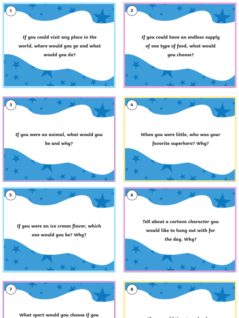 Color First Day of School Ice Breaker Cards For 6th-8th Grade | PDF