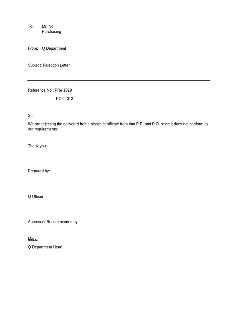 Rejection Letter | PDF