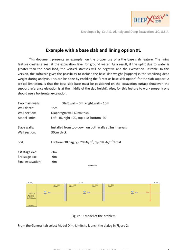 Example With A Base Slab and Lining Option #1: Developed by Ce.A.S. SRL ...