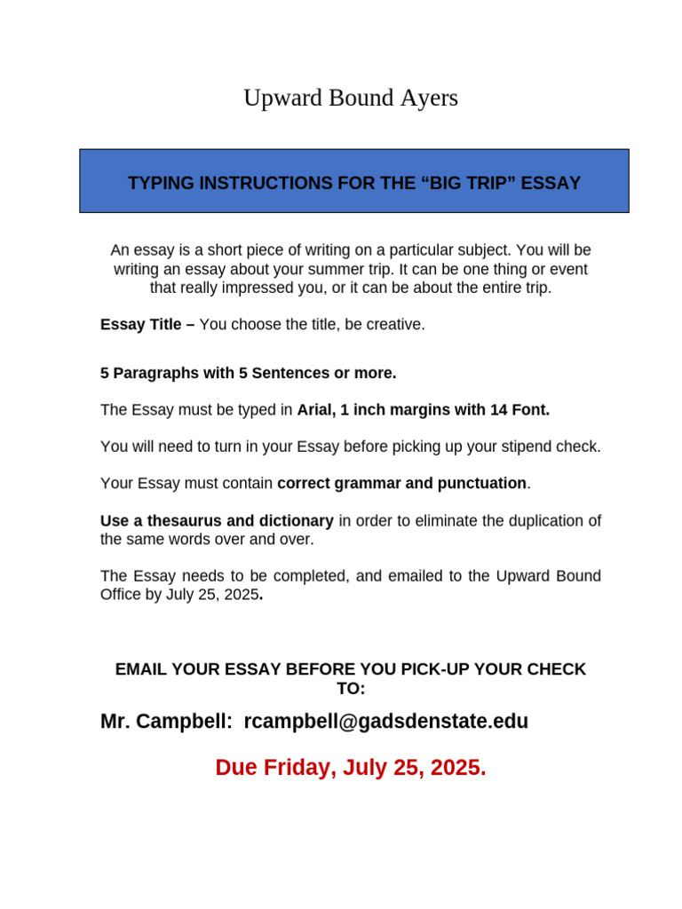 Big Trip Essay | PDF