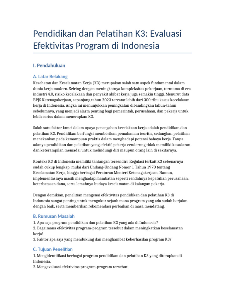 Makalah K3 Pendidikan Pelatihan | PDF