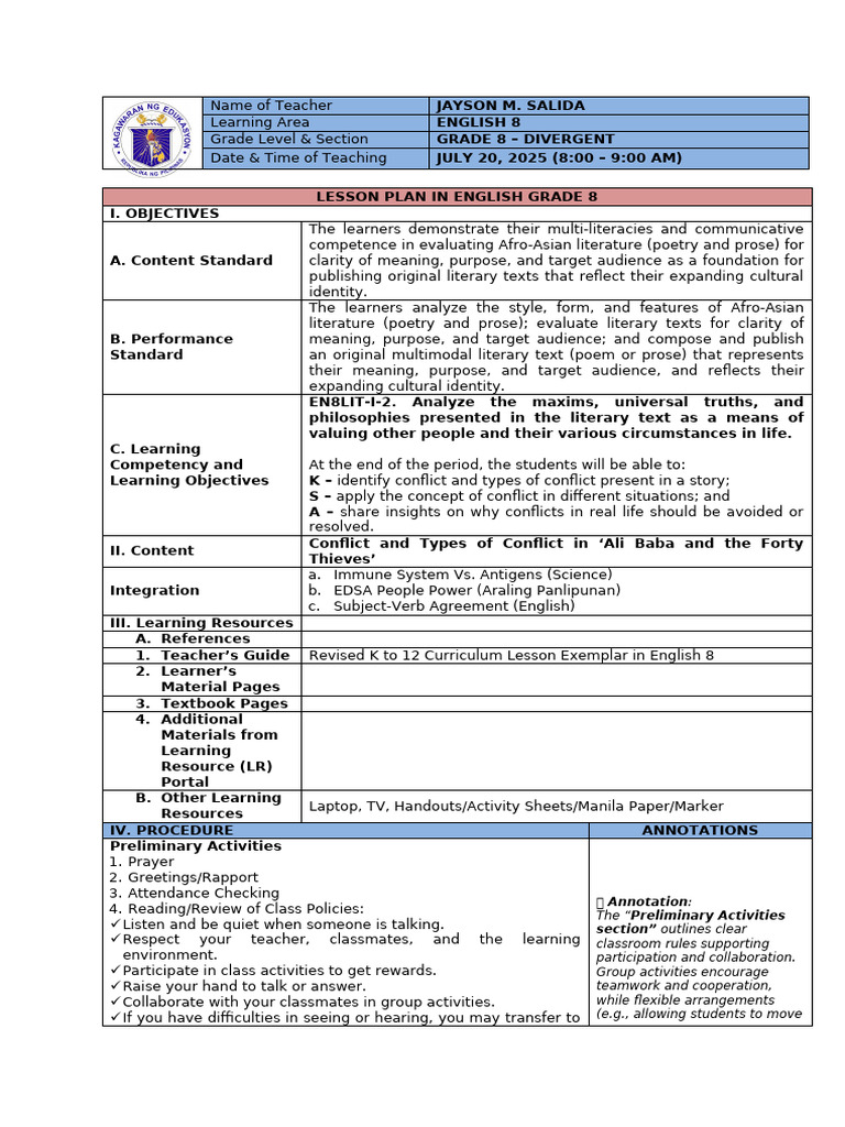 Demo Teaching Lesson Plan With GBA | PDF | Learning | Teachers