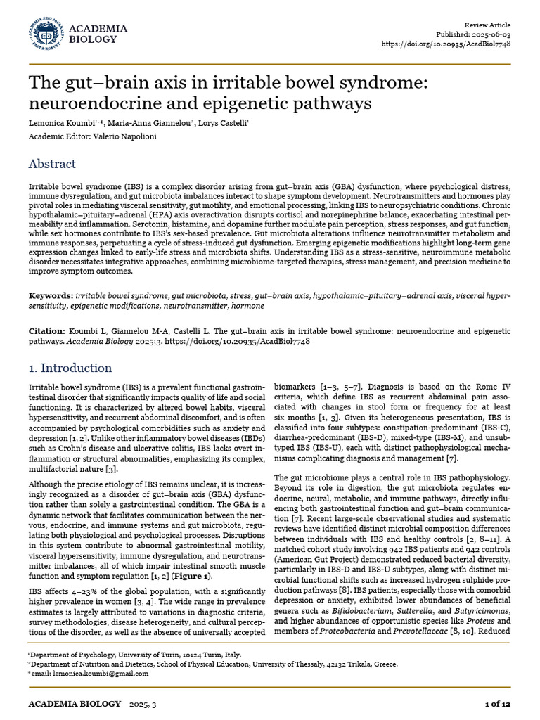 Gut-Brain Axis in Irritable Bowel Syndrome | PDF | Irritable Bowel ...