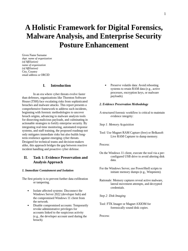 A Holistic Framework For Digital Forensics, Malware Analysis | PDF | Malware | Computer Security
