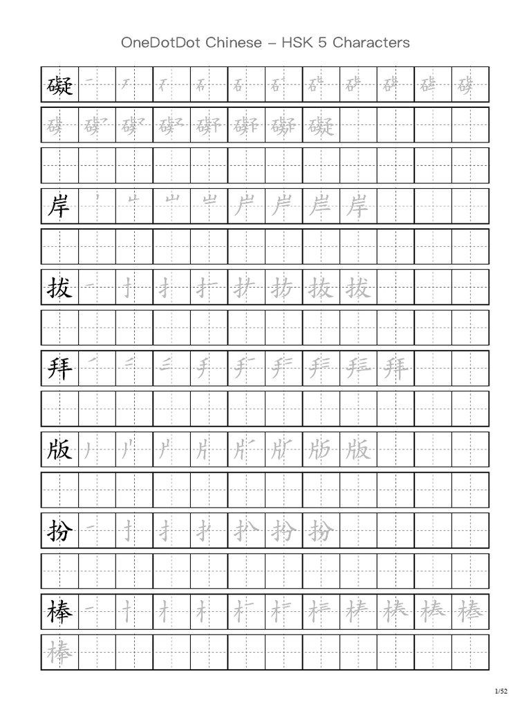 HSK 5 Chinese Characters Guide | PDF