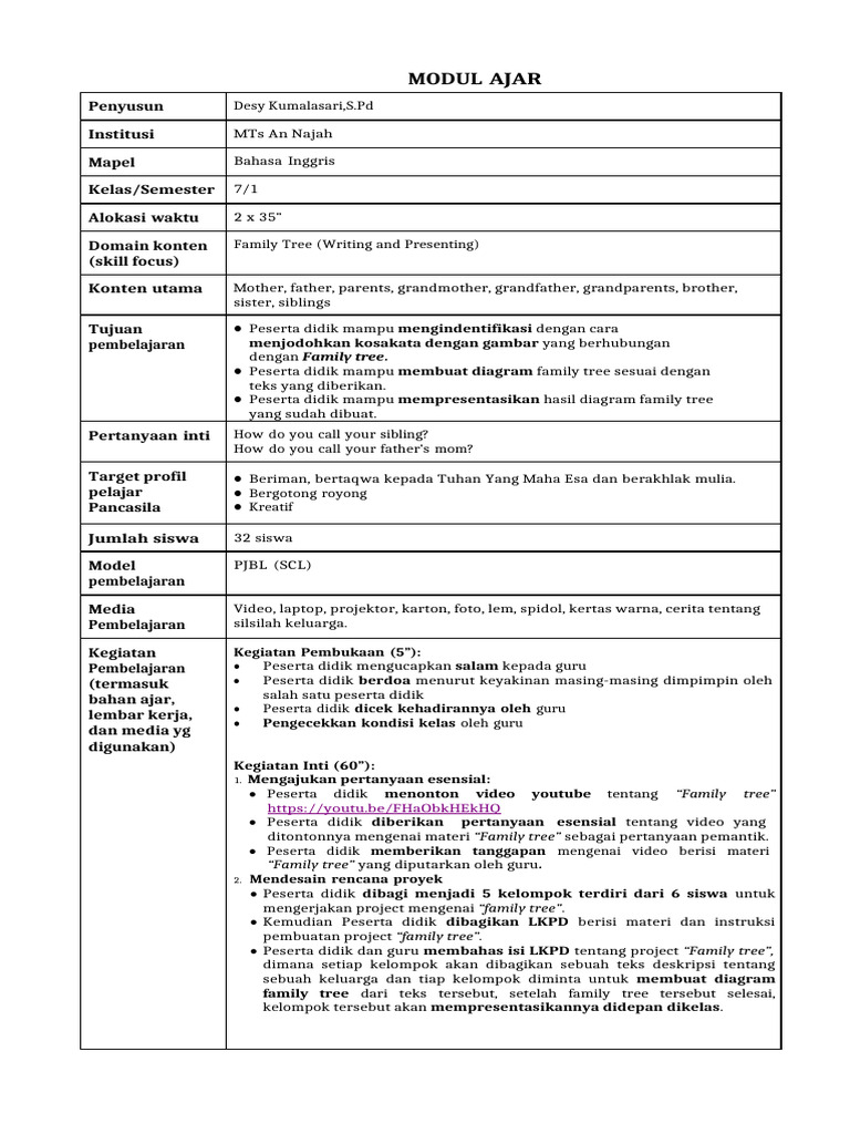 Modul Ajar Family Tree | PDF