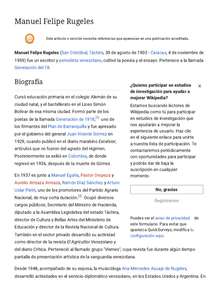 Manuel Felipe Rugeles - Wikipedia, La Enciclopedia Libre | PDF