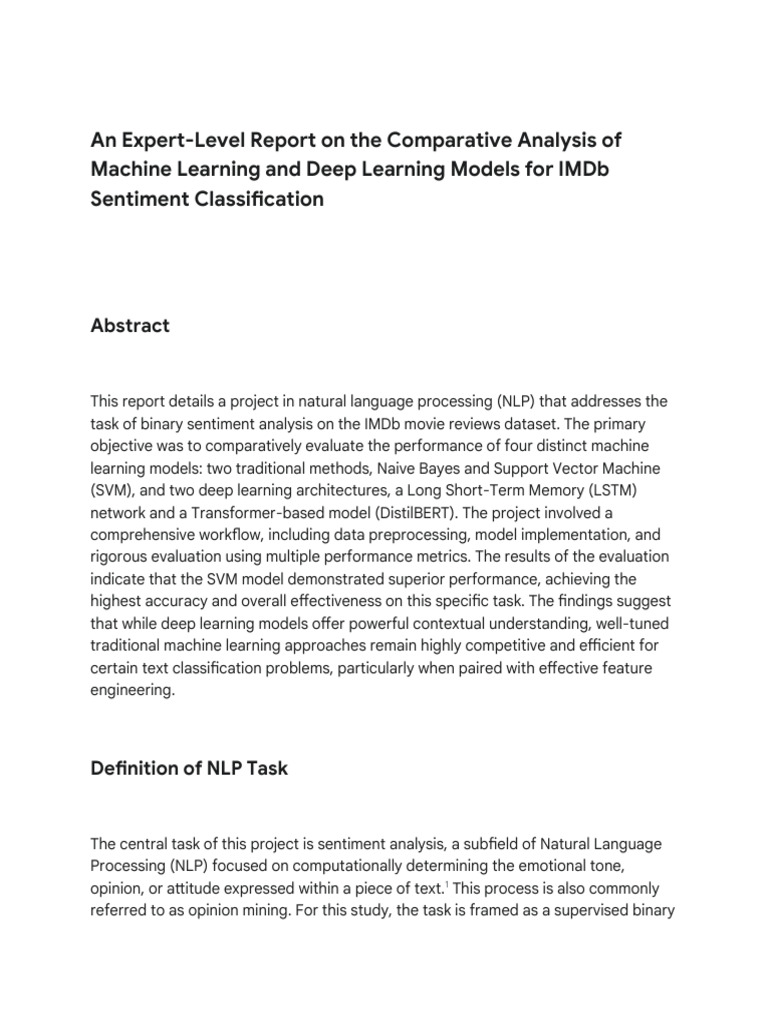 IMDb Sentiment Analysis Report Generation | PDF | Receiver Operating ...