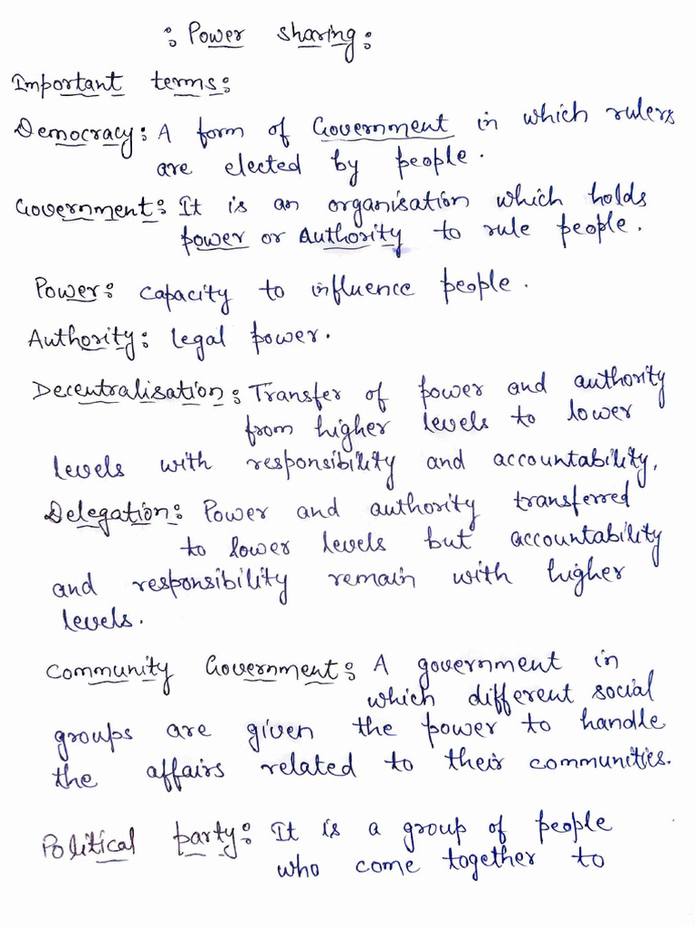 Power Sharing Notes | PDF
