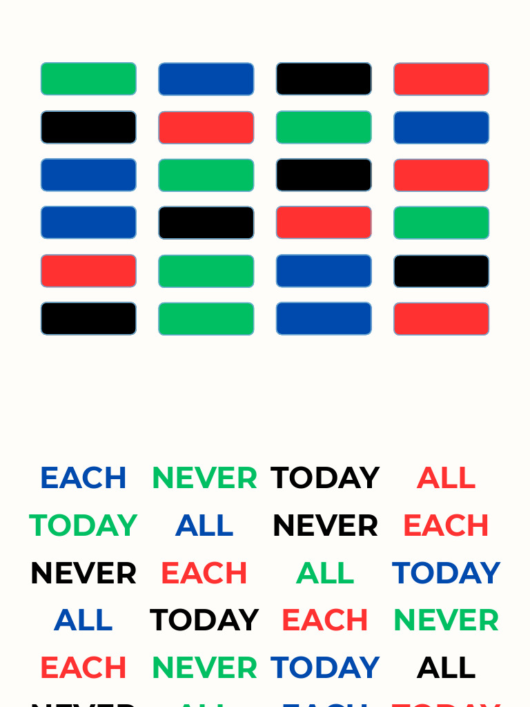 SCWT - Stroop Color and Word Test - Visual Stimuli (English) | PDF
