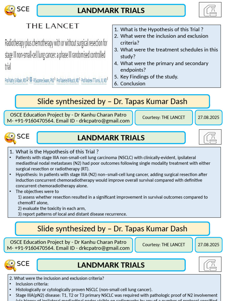 Landmark Trials CRT Lungs Answers | PDF | Lung Cancer | Causes Of Death
