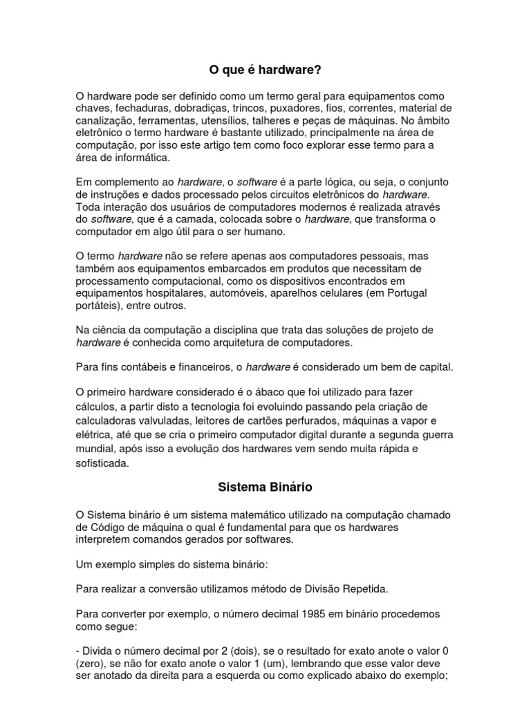 O Que É Hardware | PDF