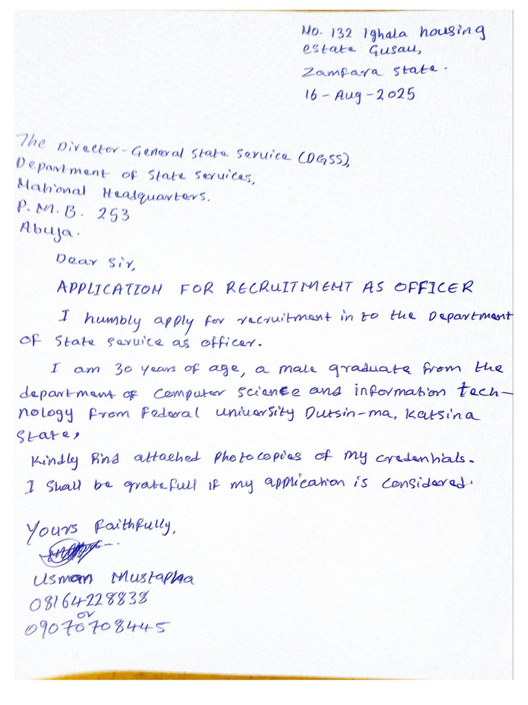 Application Letter Dss | PDF