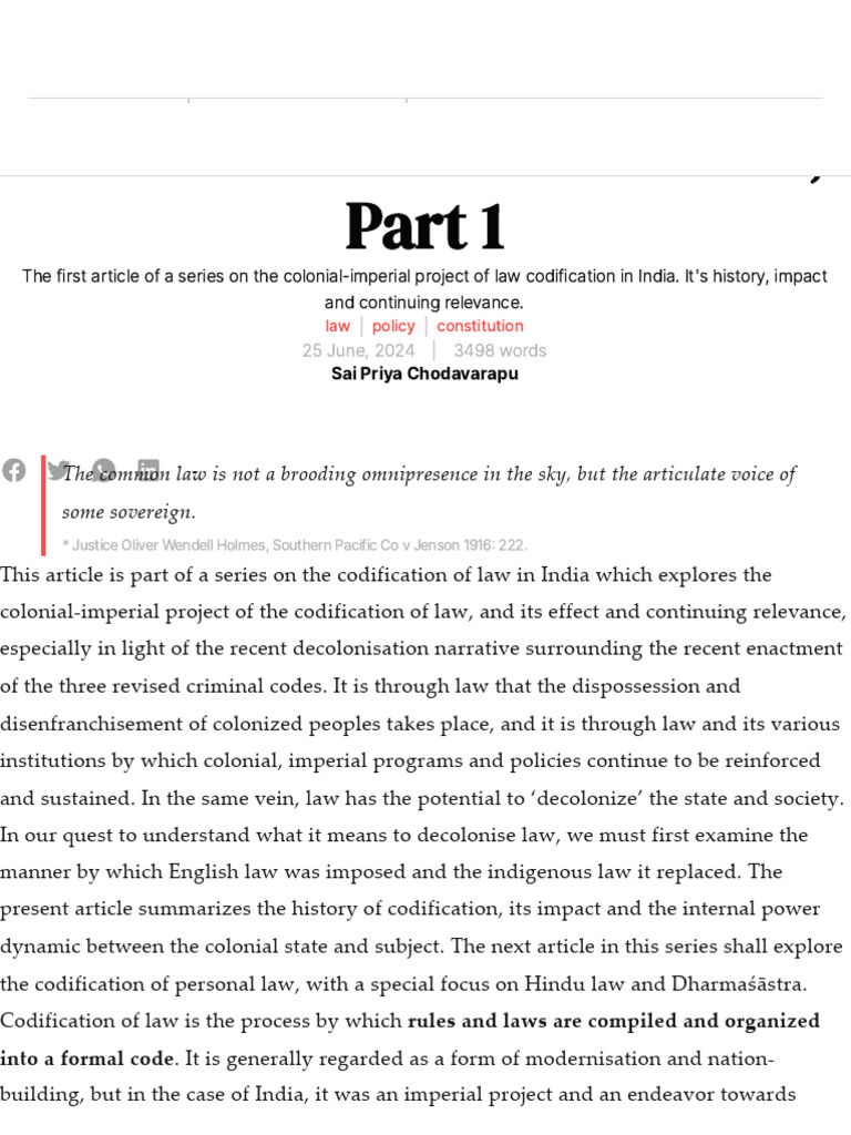 (1.4) Early Codification Initiatives and Impact On Native Legal Traditions | PDF | Codification ...