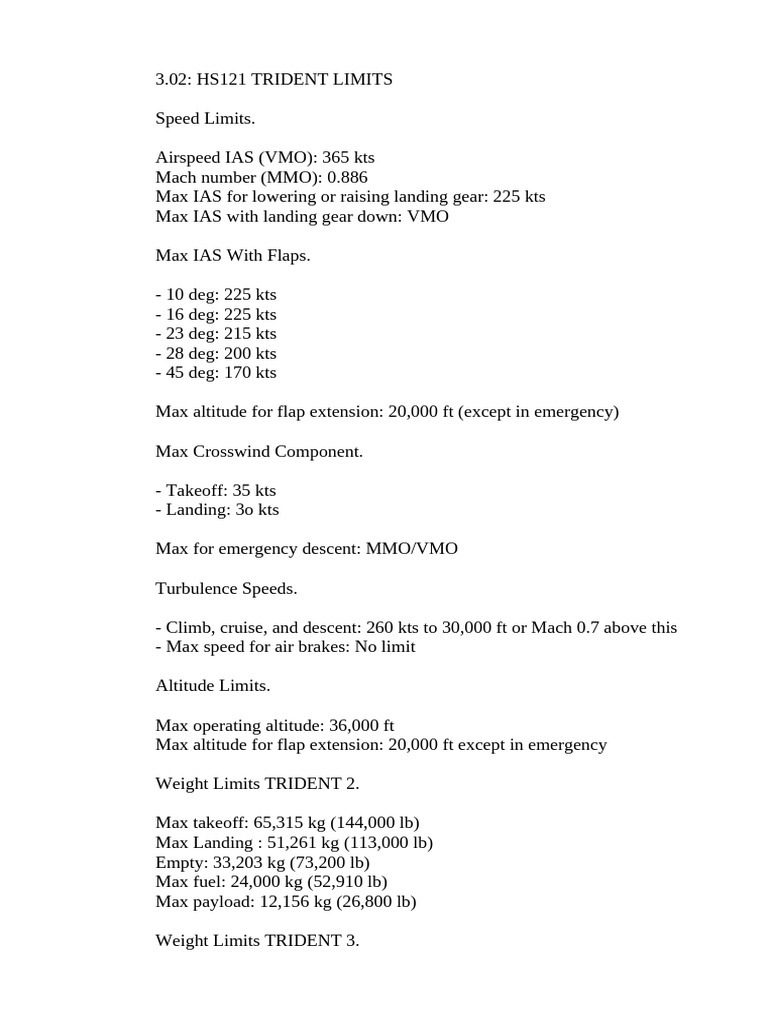 Trident.manual | PDF | Flap (Aeronautics) | Takeoff