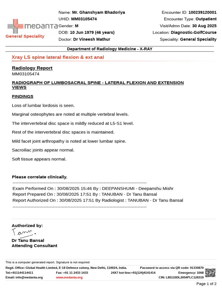 X-Ray Report: Lumbosacral Spine Analysis | PDF | Radiology | Vertebra