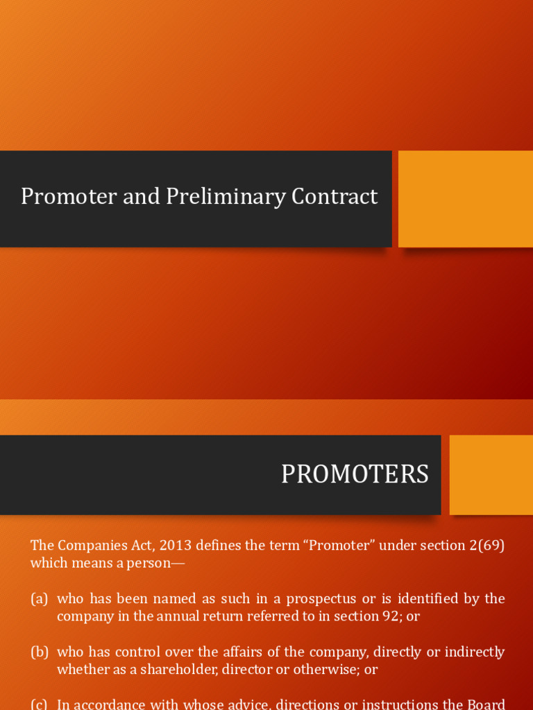 Understanding Promoters and Pre-Incorporation Contracts | PDF ...