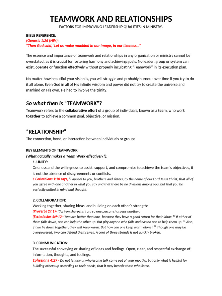 Enhancing Leadership Through Teamwork | PDF | God In Christianity | Trinity