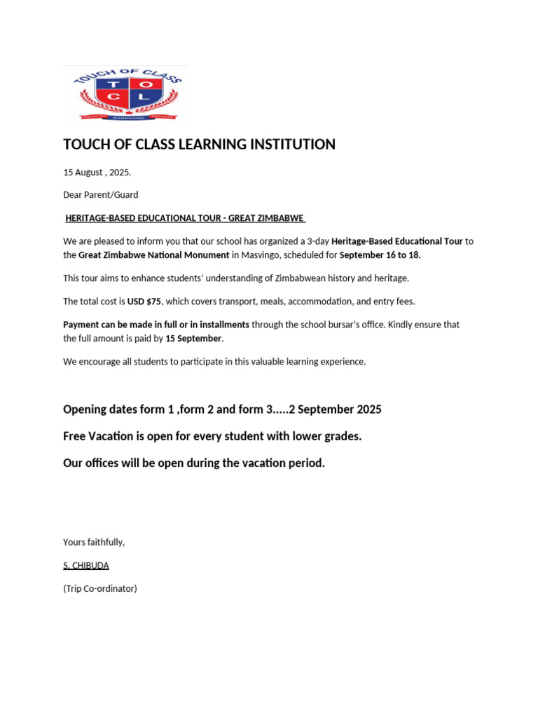 Trip Letter | PDF