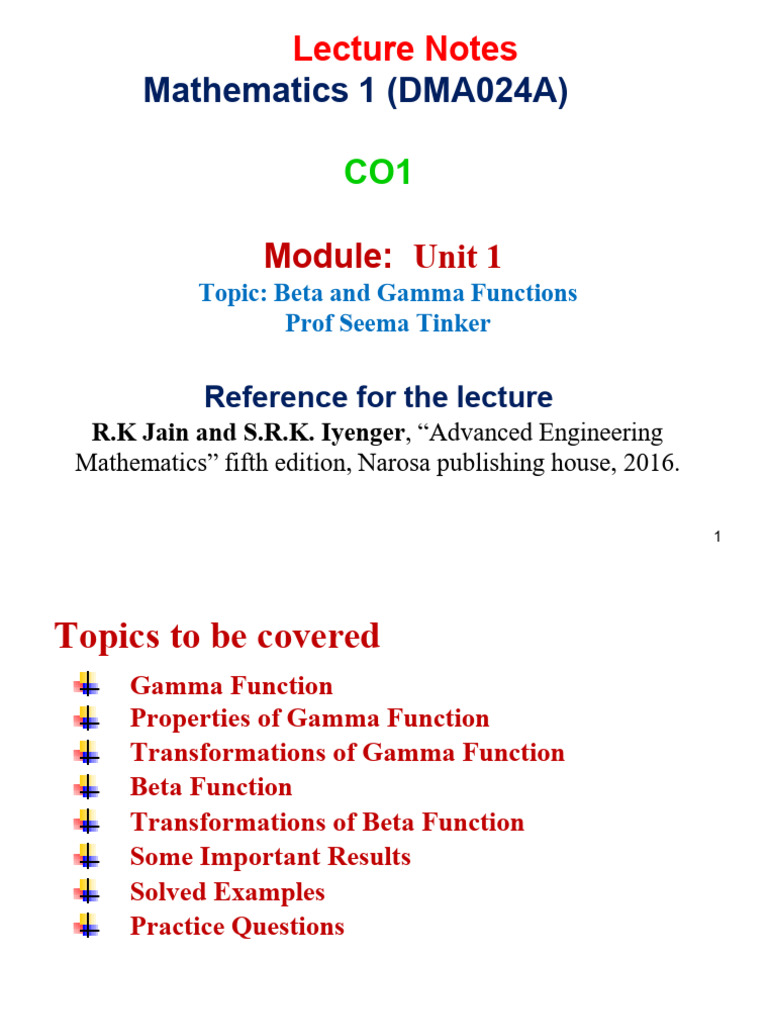 Beta and Gamma Functions 2025 | PDF | Function (Mathematics ...