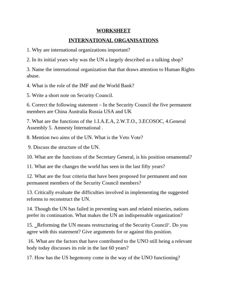 Importance and Functions of International Organizations | PDF