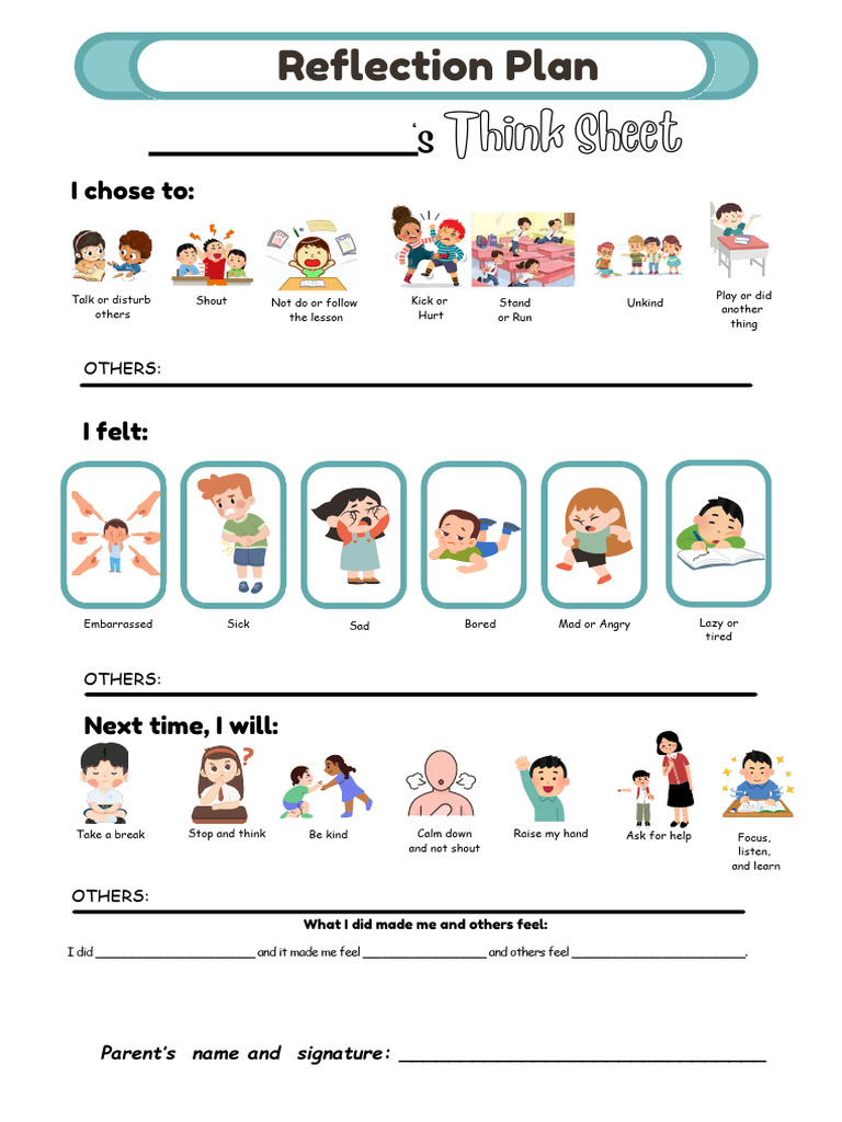 Reflection Plan for Positive Behavior | PDF