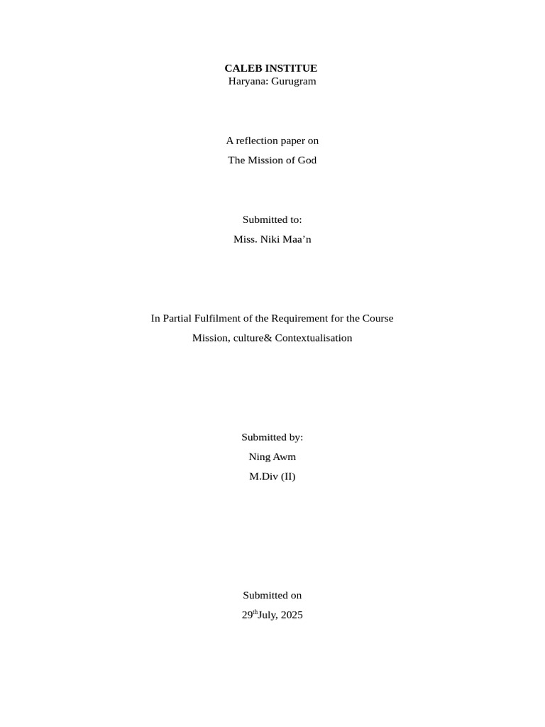 Cover Pages For Reflection Paper | PDF