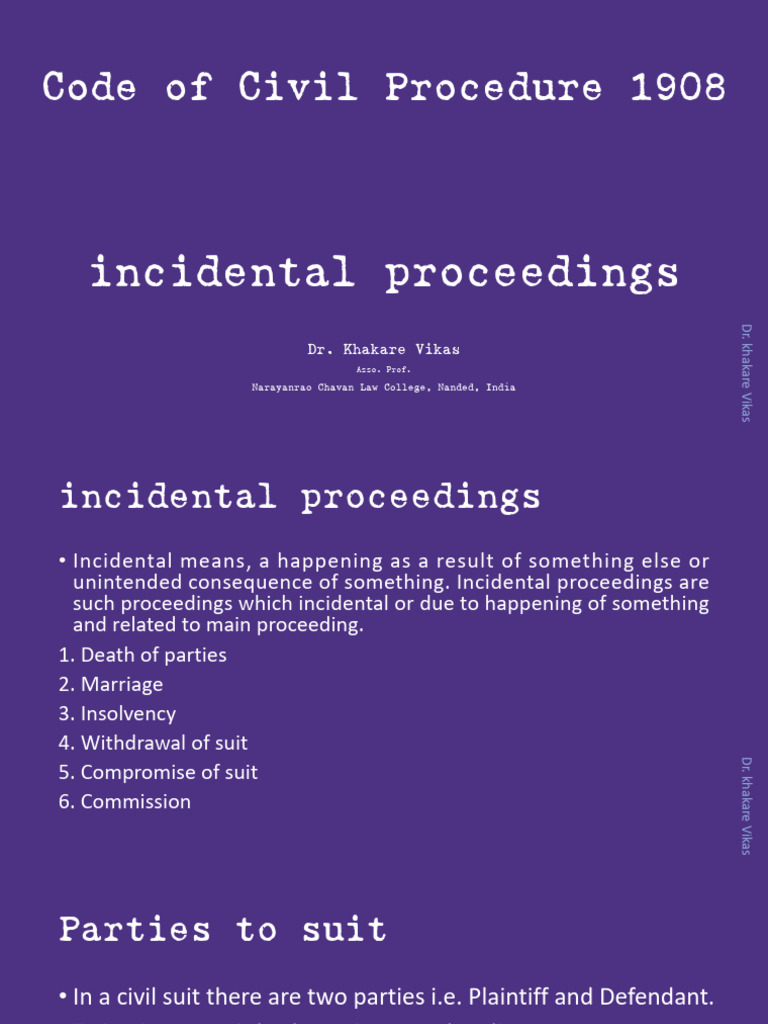 Code of Civil Procedure 1908: Incidental Proceedings | PDF | Lawsuit ...